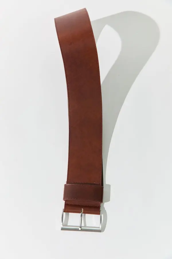 ST. AGNI Wide Classic Leather Belt - Chestnut