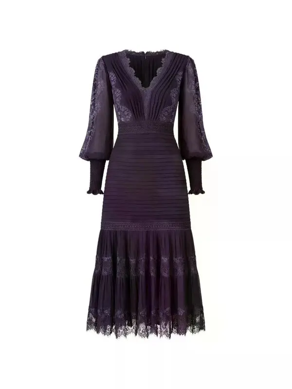 Tadashi Shoji Nyssa Lace Pleated Midi Dress