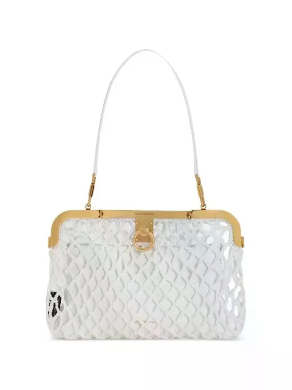 Dolce & Gabbana Amanda Handbag In Mesh And Palmellato Calfskin - White