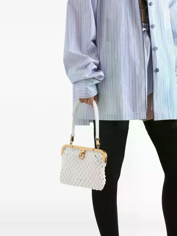 Dolce & Gabbana Amanda Handbag In Mesh And Palmellato Calfskin - White