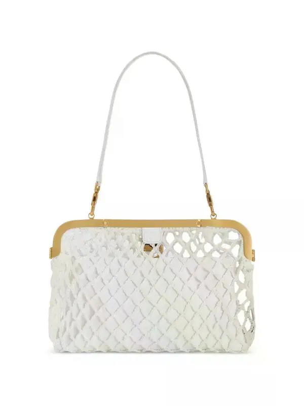 Dolce & Gabbana Amanda Handbag In Mesh And Palmellato Calfskin - White