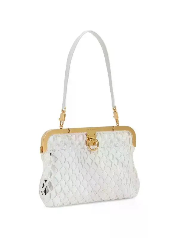 Dolce & Gabbana Amanda Handbag In Mesh And Palmellato Calfskin - White