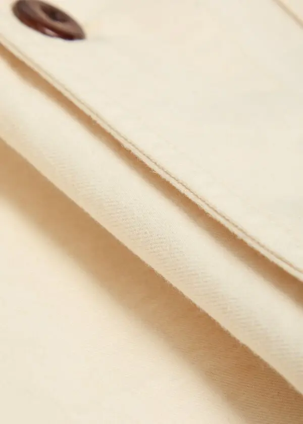 DRAKE'S Corduroy Collar Cotton-twill Overshirt - Ecru