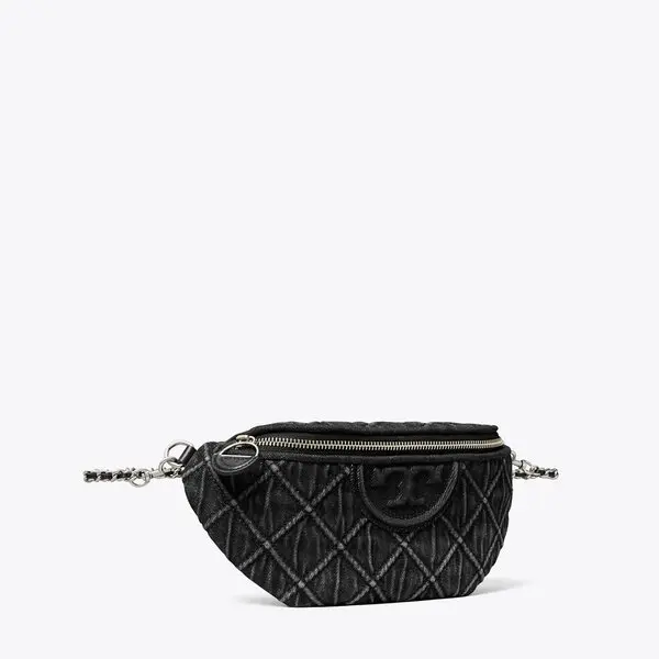 Tory Burch Fleming Denim Belt Bag - Black