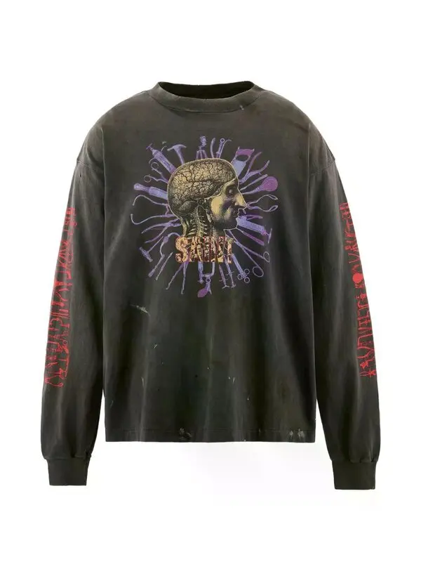 SAINT MXXXXXX Long-sleeve Printed T-shirt - Grey