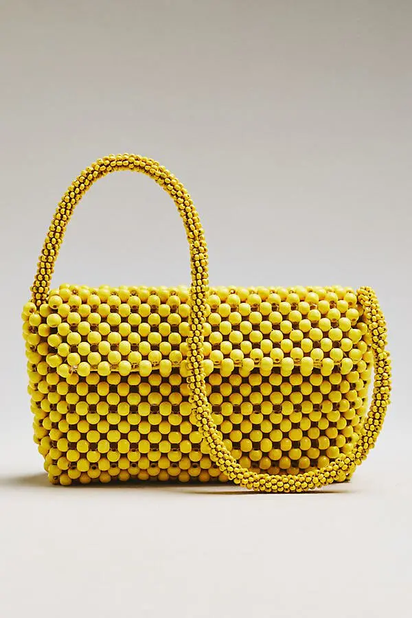 Anthropologie Fiona Wood Beaded Shoulder Bag - Yellow
