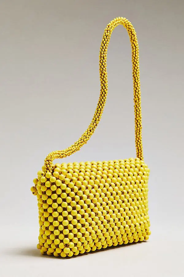 Anthropologie Fiona Wood Beaded Shoulder Bag - Yellow