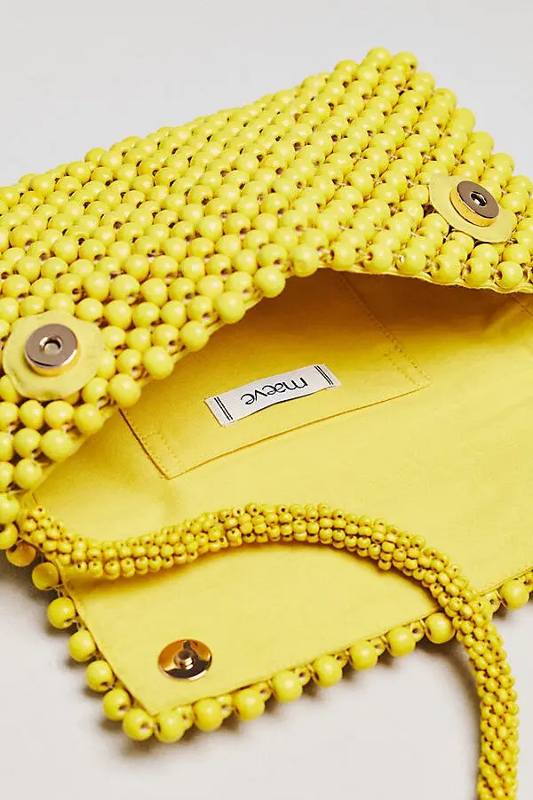 Anthropologie Fiona Wood Beaded Shoulder Bag - Yellow