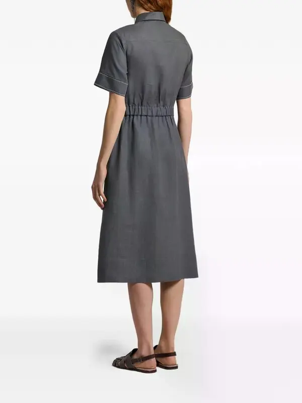Peserico Polo-collar Belted Midi Dress