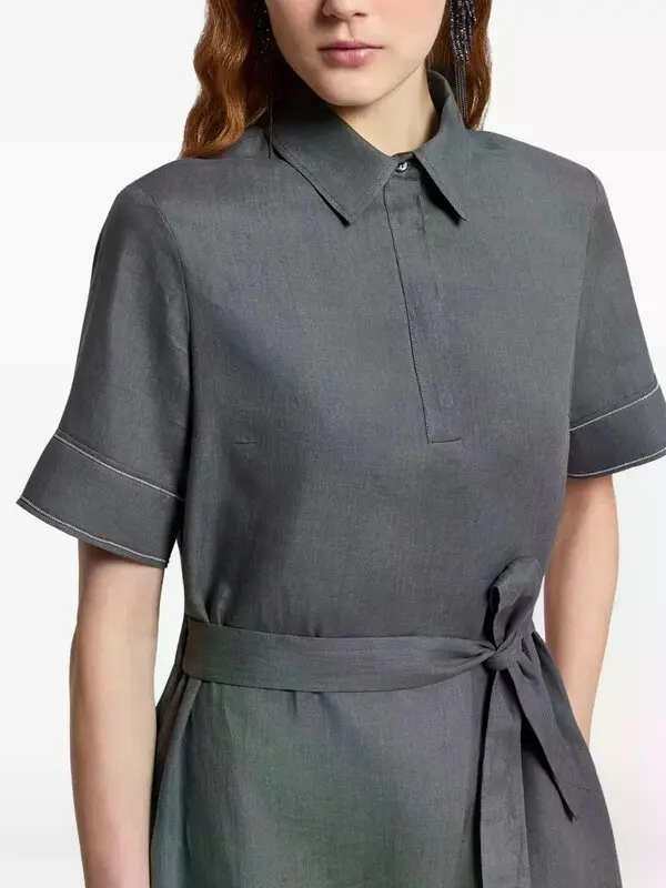 Peserico Polo-collar Belted Midi Dress