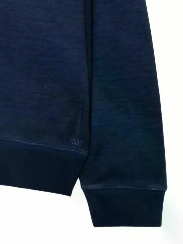 120% Lino Logo-embroidered Long-sleeve Sweatshirt