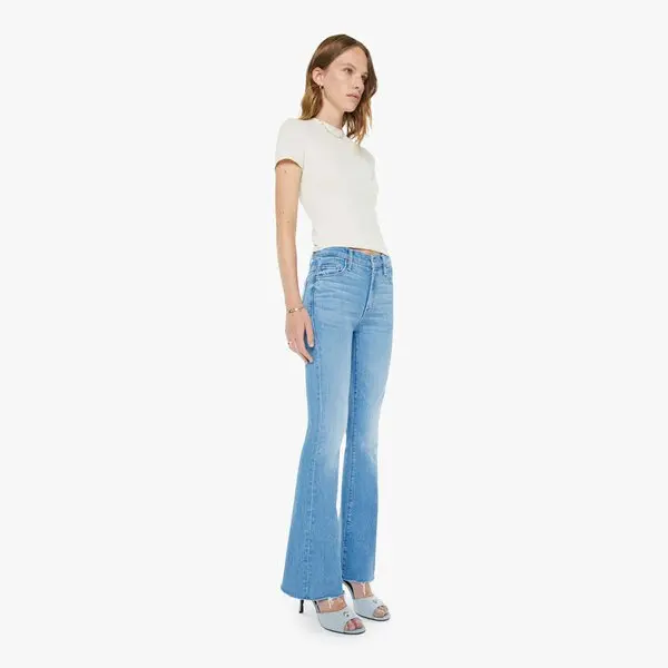 MOTHER The Weekender Fray Flare Jeans - Light Blue