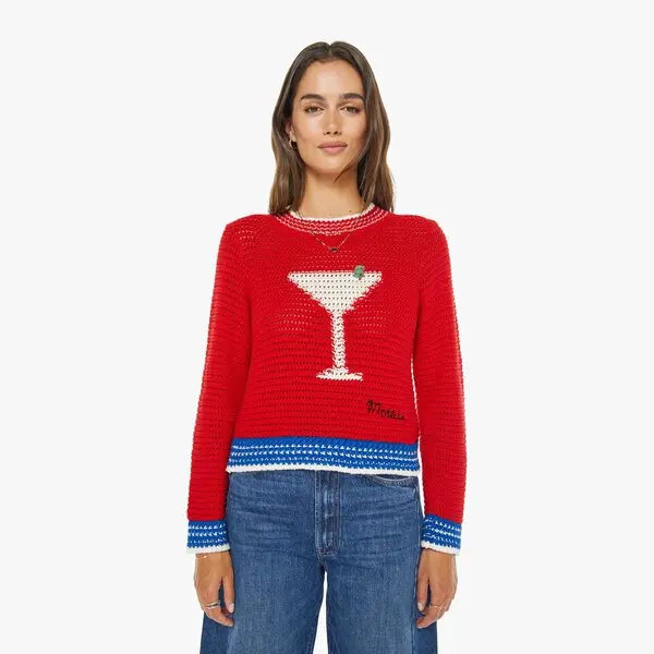 MOTHER The Mini Pullover Bottoms Up Sweater - Red