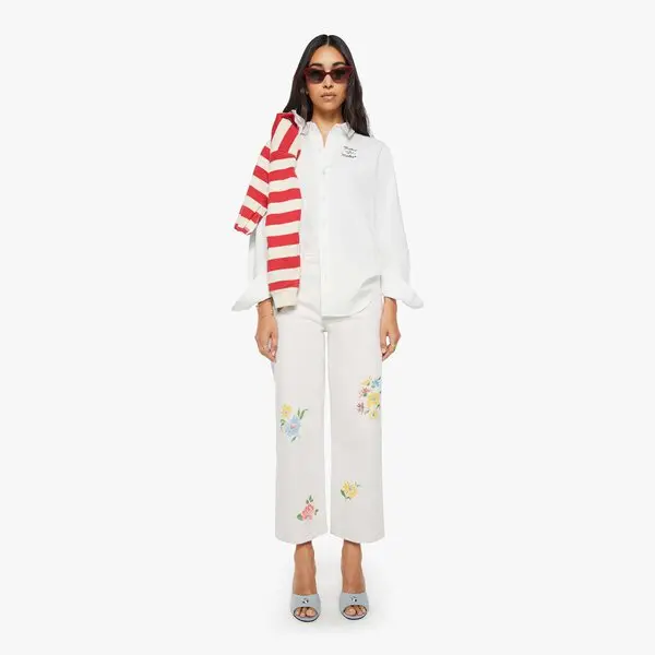 MOTHER Merci X The Dodger Ankle Act Natural Jeans - White