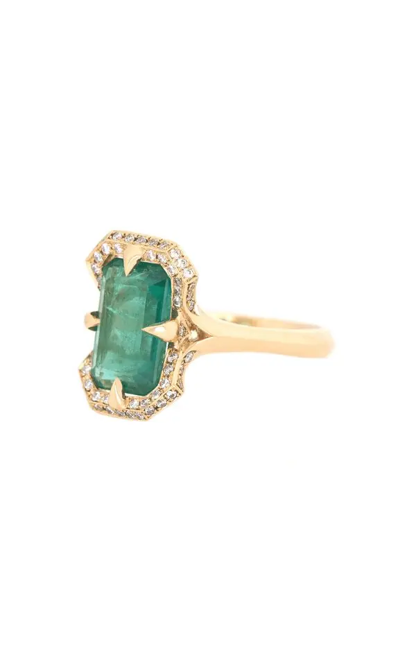 YI COLLECTION 18k Yellow Gold Diamond And Emerald Aurora Ring