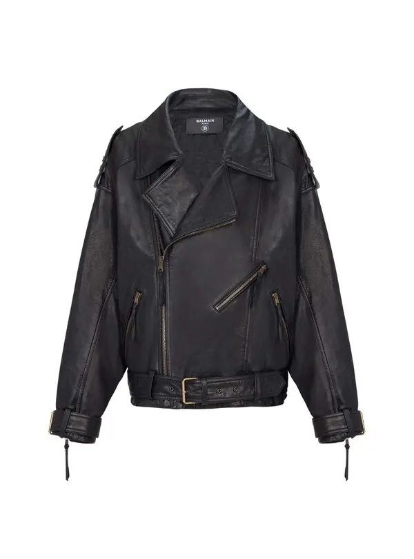 Balmain Lambskin Leather Biker Jacket