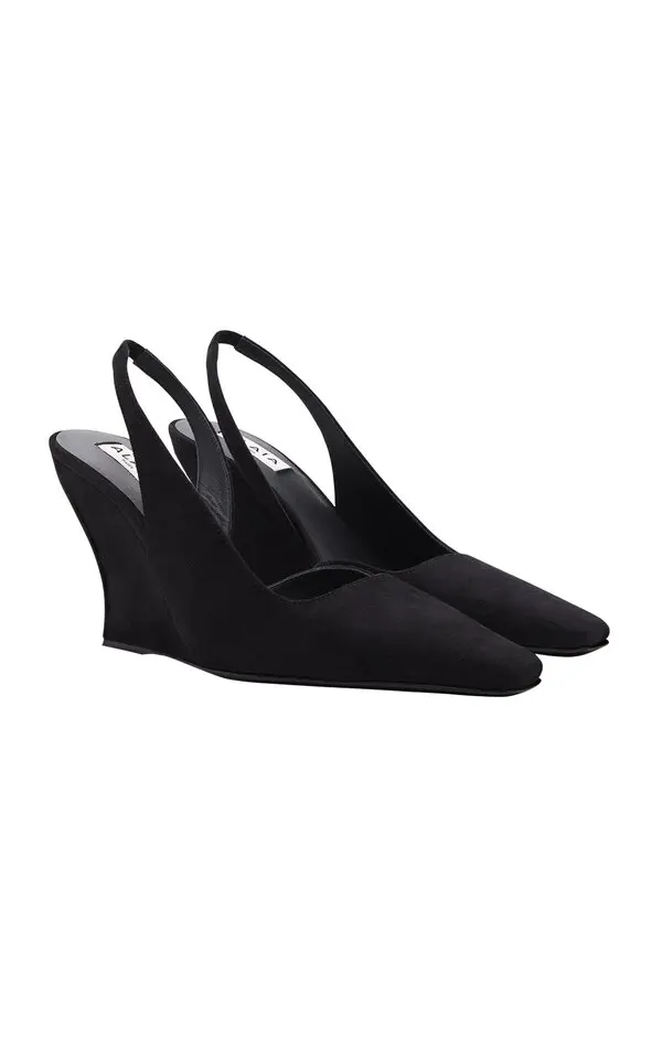 Alaïa Wave Suede Slingback Pumps - Black