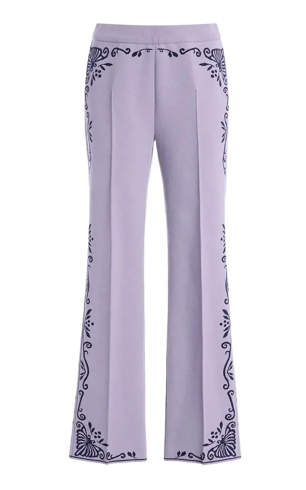 HIGH SPORT Scroll Cotton-blend Cropped Flare Pants - Purple