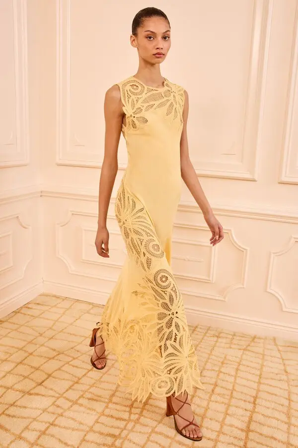 Ulla Johnson Idra Lace Applique Maxi Dress - Dandelion