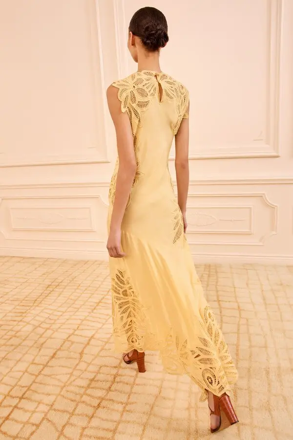 Ulla Johnson Idra Lace Applique Maxi Dress - Dandelion