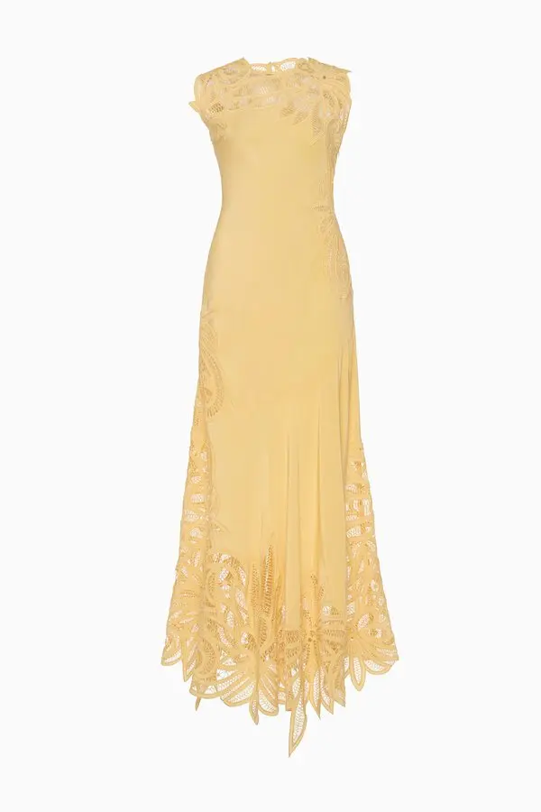 Ulla Johnson Idra Lace Applique Maxi Dress - Dandelion