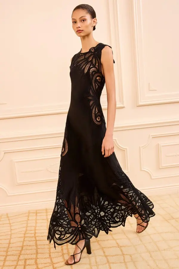 Ulla Johnson Idra Lace Applique Maxi Dress - Noir