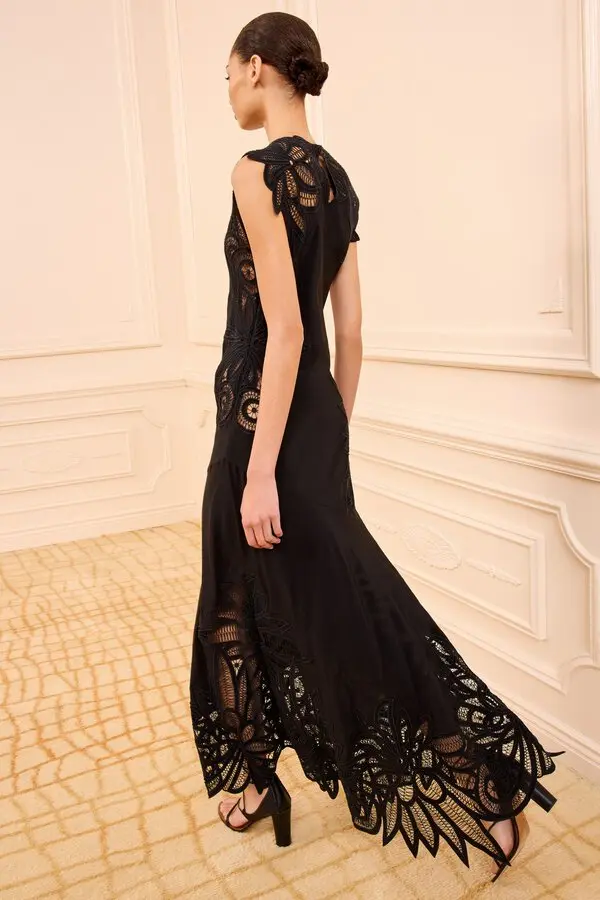 Ulla Johnson Idra Lace Applique Maxi Dress - Noir