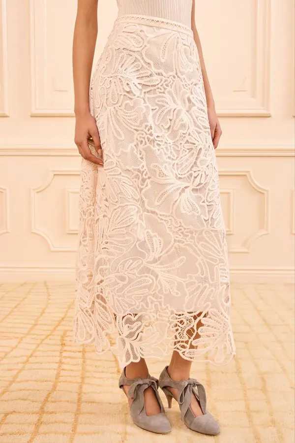 Ulla Johnson Gallina Corded Lace Midi Skirt