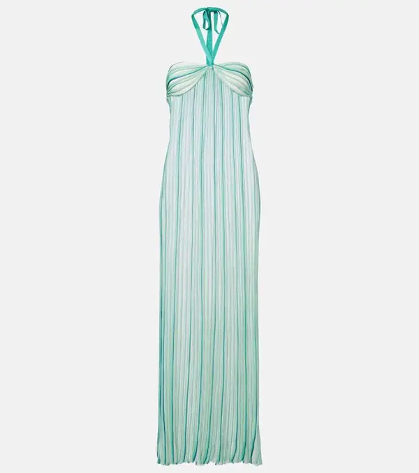 Missoni Striped Halterneck Maxi Dress - Blue