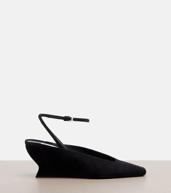 Alaïa Wave Suede Wedges - Black