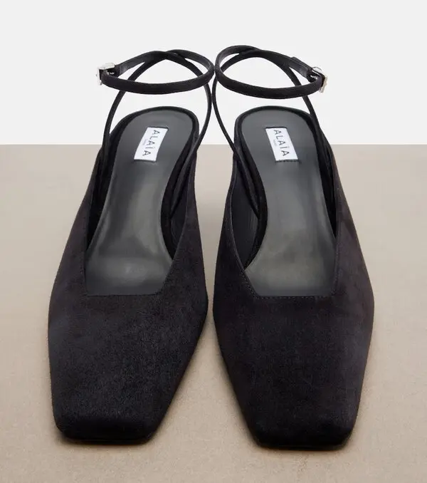 Alaïa Wave Suede Wedges - Black