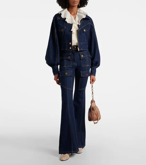 Zimmermann Luna Belted Flared Jeans - Blue
