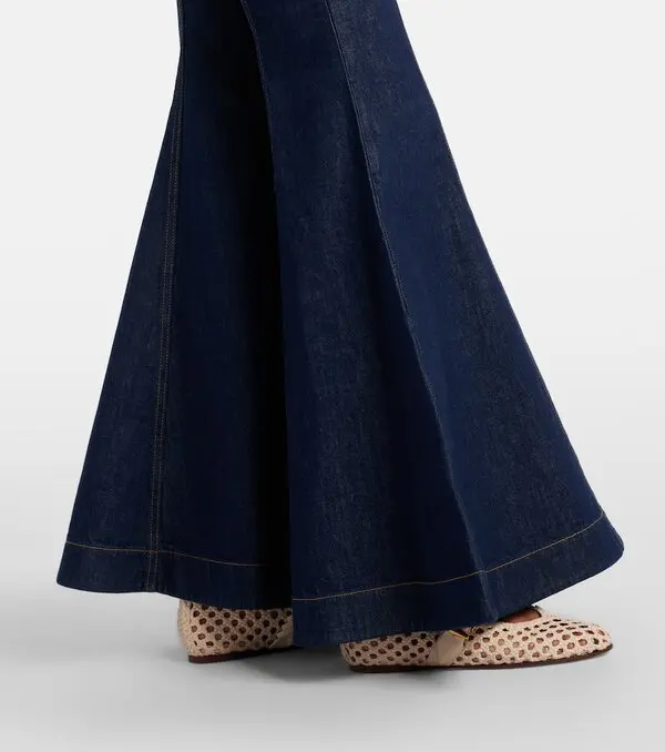 Zimmermann Luna Belted Flared Jeans - Blue