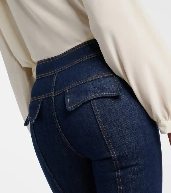 Zimmermann Luna Belted Flared Jeans - Blue