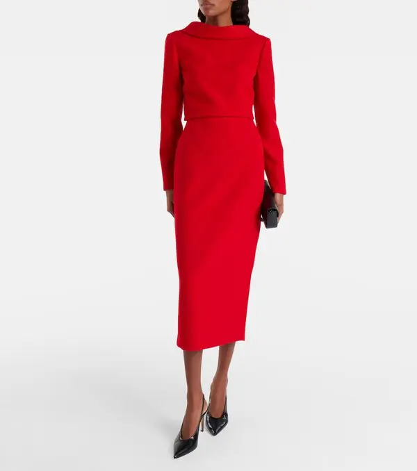 Roland Mouret Crêpe Peplum Top With Zipped Cuffs - Red