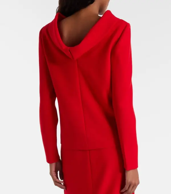 Roland Mouret Crêpe Peplum Top With Zipped Cuffs - Red