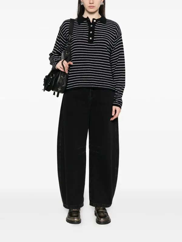 BEYOU Cashmere Striped Polo Shirt