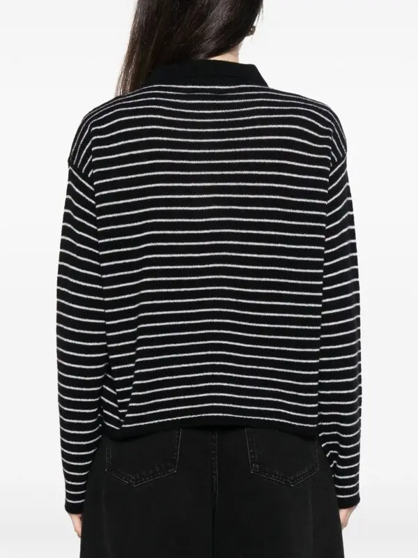 BEYOU Cashmere Striped Polo Shirt