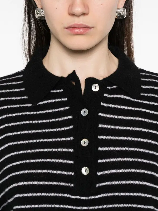 BEYOU Cashmere Striped Polo Shirt