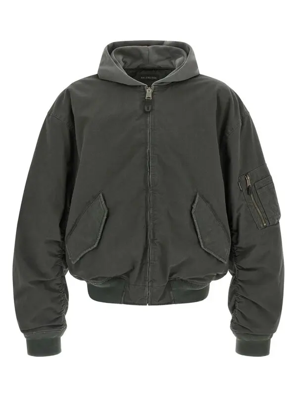 Balenciaga Cotton And Nylon Blend Bomber Jacket - Green
