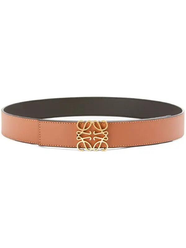 Loewe Anagram Leather Reversible Belt - Brown