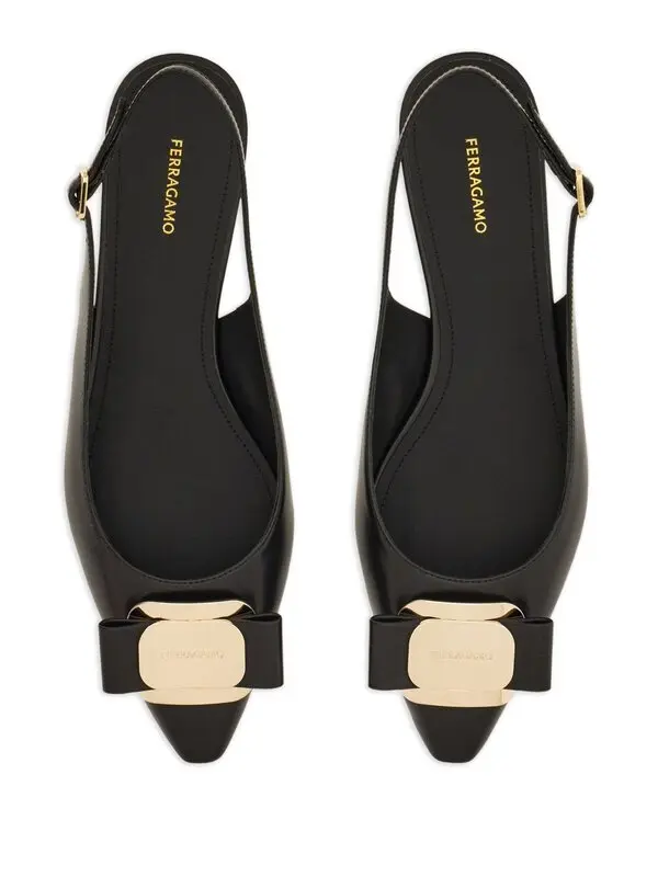 FERRAGAMO Leather Slingback Pumps - Black