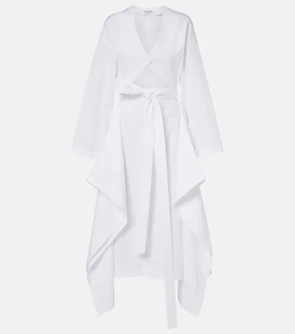 Alaïa Cutout Cotton Poplin Midi Dress - White