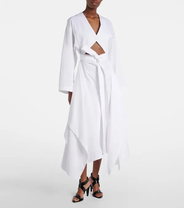 Alaïa Cutout Cotton Poplin Midi Dress