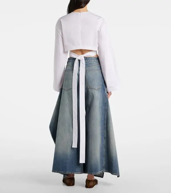 Alaïa Ruffled Wide-leg Jeans - Blue