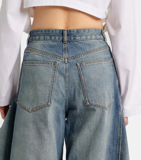 Alaïa Ruffled Wide-leg Jeans - Blue