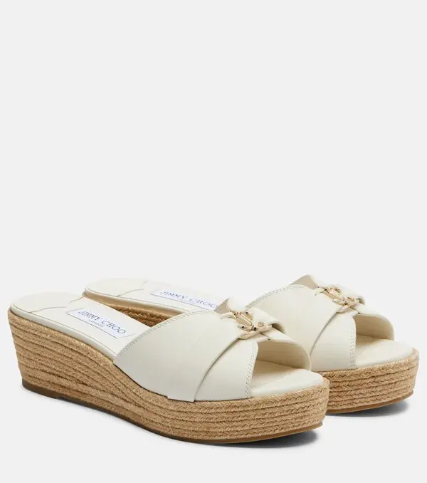 JIMMY CHOO Leda Wedge Espadrilles - White