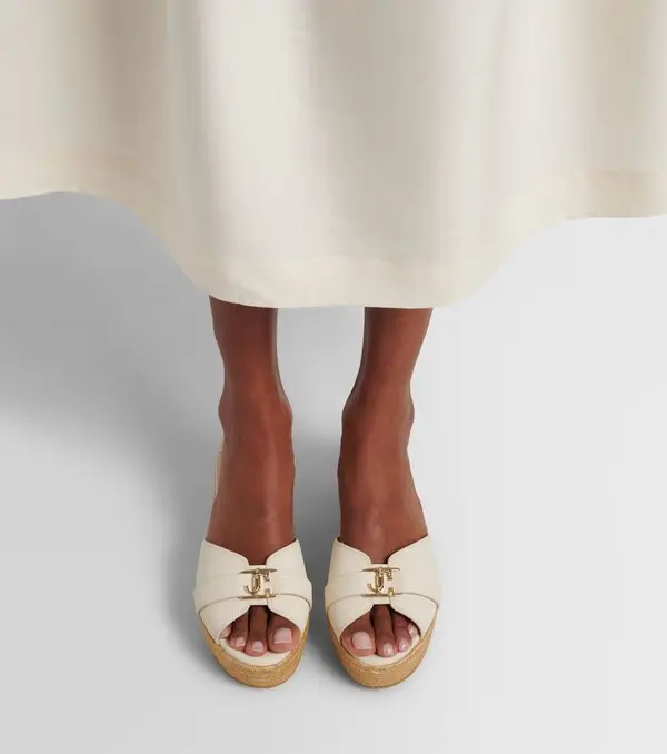 JIMMY CHOO Leda Wedge Espadrilles - White