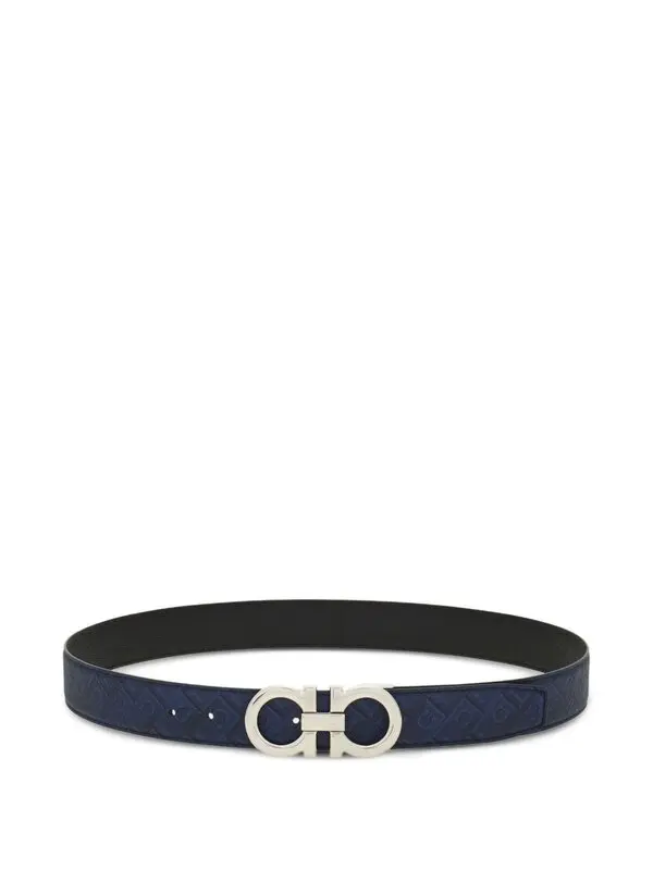 FERRAGAMO Gancini Leather Belt - Blue