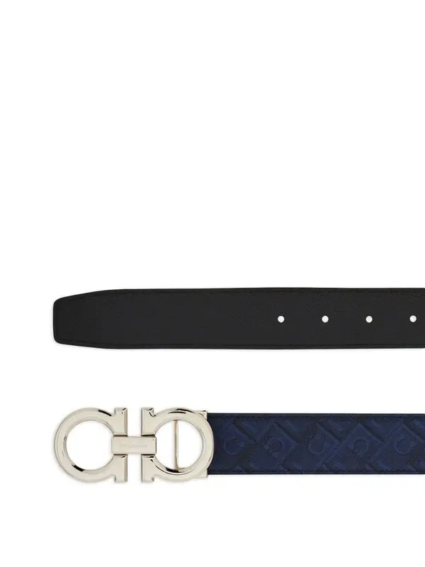 FERRAGAMO Gancini Leather Belt - Blue